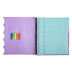 Mintra Office Durable PREMIUM Spiral Notebook, ((Lavender, 5 Subject (8.5in x 11in)) - Fabric Covered Coils, No Snags, College Ruled, Adjustable PocketDividers, Ruler, Organization, Student, School