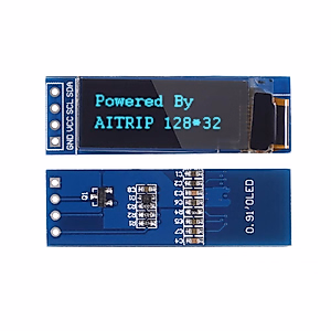 AITRIP 4pcs I2C OLED Display Module 0.91 Inch I2C SSD1306 OLED Display Module White I2C OLED Screen Driver DC 3.3V~5V for Arduino (Blue)
