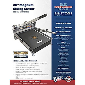 Bullet by MARSHALLTOWN 20” Magnum Siding Cutter, Lightweight, Professional, No Electricity, Noise or Dust, Made in the USA, 620-SID