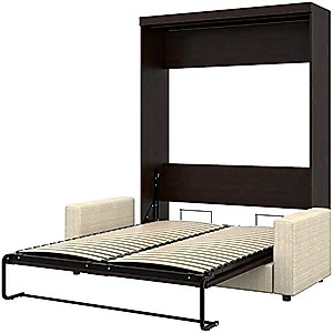 Bestar Pur 78W Queen Murphy Bed and a Sofa in Chocolate