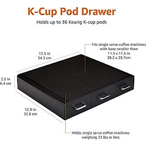 Amazon Basics Coffee Pod Storage Drawer for K-Cup Pods, 36 Pod Capacity, Black