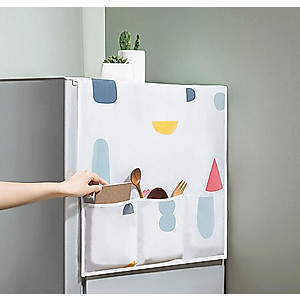 Kinteshun Fridge Dustproof Cover,Refrigerator Washing Machine Top Cover with Kitchenware Organizer Pockets