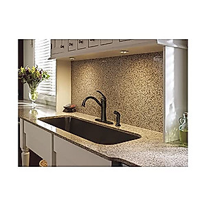 Moen 87230BRB High-Arc Kitchen Faucet with Side Spray from the Braemore Collection, Mediterranean Bronze