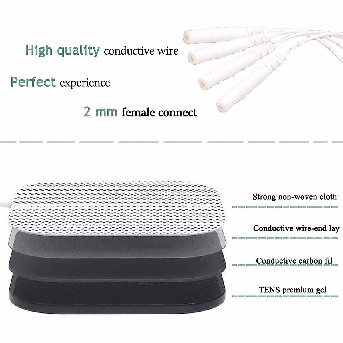 20 PCS Electrodes Pad, 2"x2" TENS Unit Replacement Pads,Compatible with EMS Muscle Stimulator Massager, Excellent Conducting Pads Long Lasting Pads