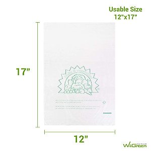 WIIGREEN 4 Rolls 12" x 17" HDPE Plastic Produce Roll Bags for Food Storage, Kitchen, Market, Grocery, 625 Bags/Roll