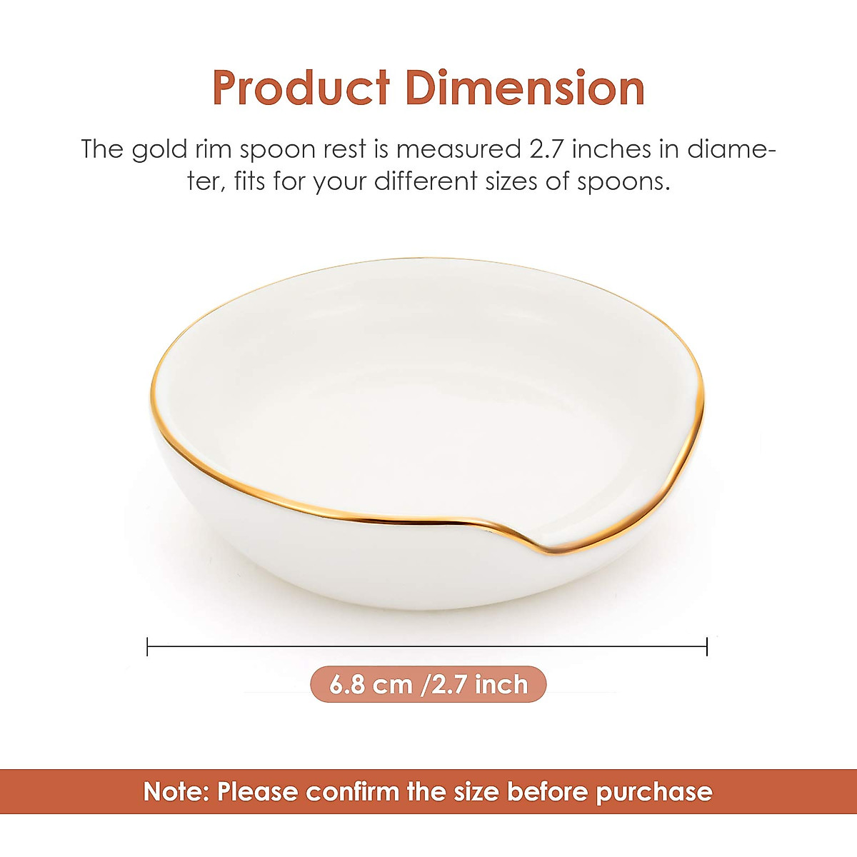 4 Pieces 2.7 Inches Mini Ceramic Spoon Rests, Gold Rim Kitchen Spoon Rests, Mini Cooking Spoon Holder for Stove Top Countertop, Teaspoon Rest, Coffee Stir Spoon Rest