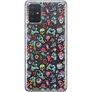 Slim TPU Phone Case Compatible with Samsung Galaxy A72 A71 5G A70 A51 A32 A21 A11 A12 A01 Zombie Hands Clear Halloween Protective Cover Soft Cool Silicone Durable Horror Flexible, Pattern