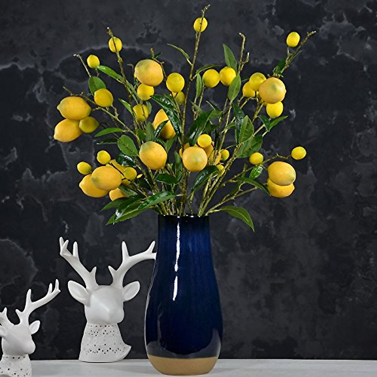 GiDiProtea Artificial Lemon Branch Yellow Vivid Artificial Fake Lemon Flower Home Party Garden Decoration 2Pcs 7 Lemons