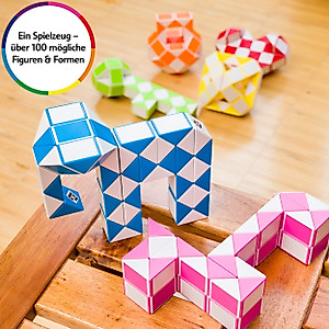 CUBIDI® Magic Snake Cube | Fidget Snake Toy for Kids | Travel Toys for Kids Ages 4-8 | Great Gift for Boys and Girls Birthday, Christmas, Stocking Stuffers - 48 Blocks | 0.9 inch x 0.7 inch | Blue