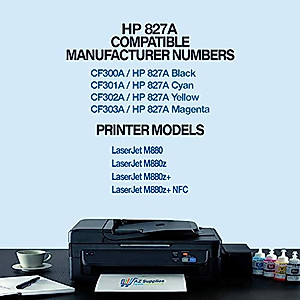 AZ SUPPLIES Compatible Toner Cartridge Replacement for HP Compatible 827A CF300A CF301A CF302A CF303A use in Laserjet M880 - M880z - M880z+ - M880z+ NFC (Black Yellow Magenta Cyan - 4 Pack)
