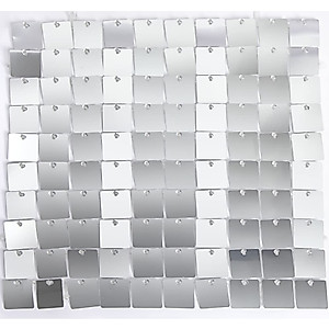 Shimmer Backdrop Sequin Wall Panel Backdrop Silver Sequins for Birthday, Anniversary Wedding Engagement Party Decoration (24Pcs)
