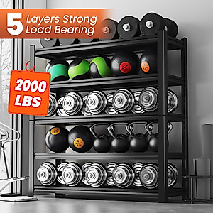LLIIFFEE Storage Shelves 2000LBS Heavy Duty Garage Shelving Adjustable 5 Tier Metal Shelving Unit Industrial Utility Rack for Garage Storage, Basement, Warehouse Organization (15.7" D*35.4" W*72" H)