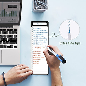 Magnetic Dry Erase List Board - 4"x12" Multifunctional List Board for Fridge - 6 Extra Fine Point Markers Included - Shipped Flat