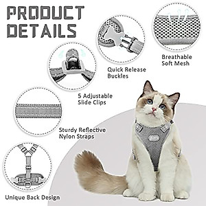 Supet Cat Harness and Leash for Walking Escape Proof, Adjustable Harness for Cats, Easy Control Small Cat Harness for Medium Large Kitten and Dogs
