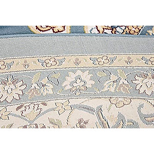 Unique Loom Narenj Collection Classic Traditional Textured Medallion Pattern Design Area Rug, 10' Round, Blue/Burgundy