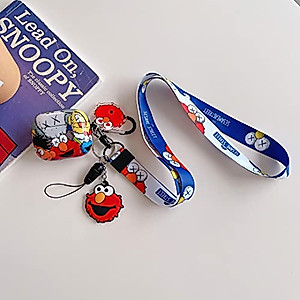 Fancy Funny Personalised and Unique IMD Process TPU Soft Airpods 3rd Generation Case,with Sesame Family Lanyard Keychain Airpods 3rd Generation Case Cover（2021 Release）
