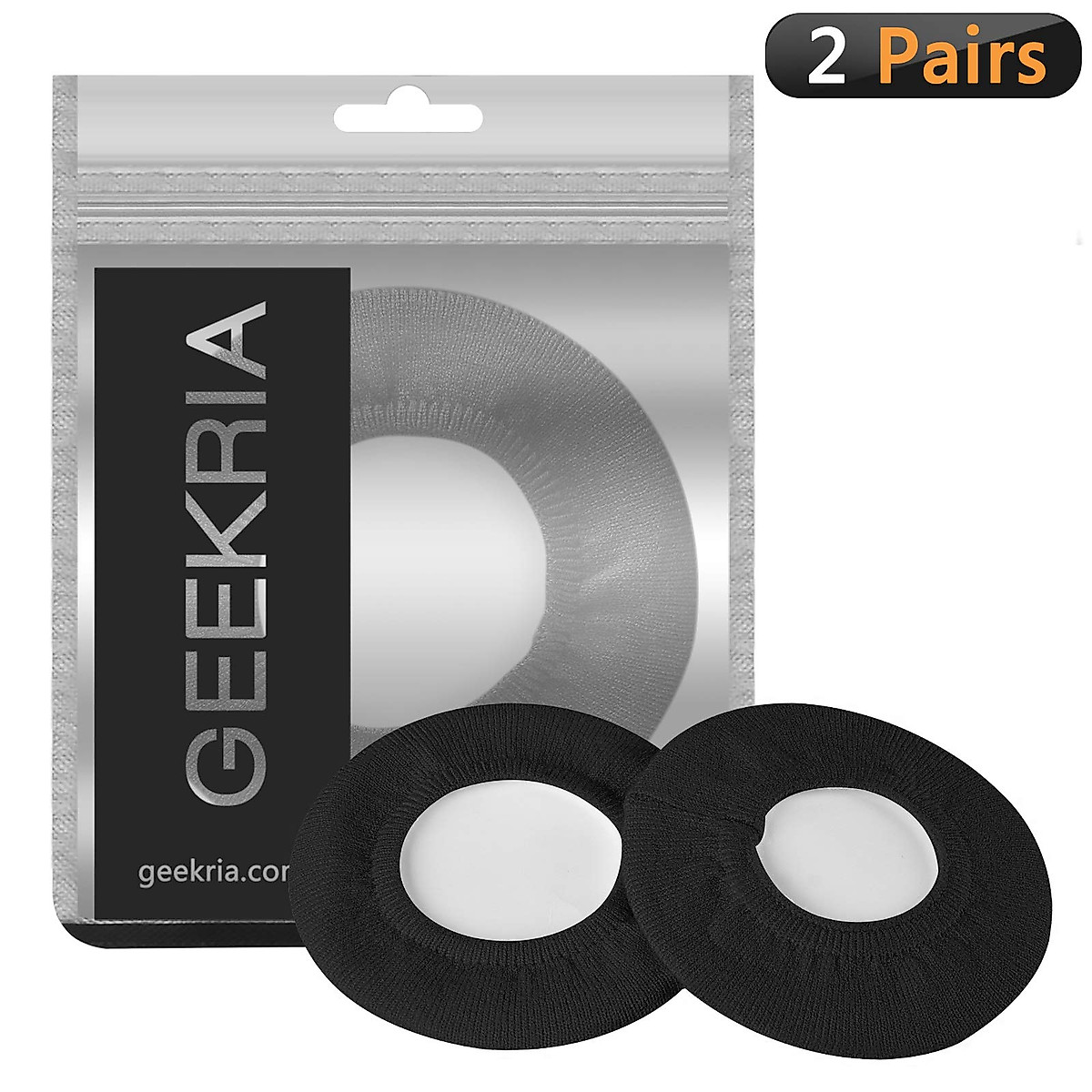 Geekria 2 Pairs Knit Headphones Ear Covers, Washable &amp; Stretchable Sanitary Earcup Protectors for Over-Ear Headset Ear Pads, Sweat Cover for Warm &amp; Comfort (Size M/Black)
