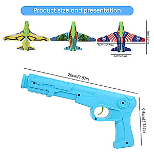 Manmel 12 Pack Airplane Launcher Toys for Kids, 2 Launchers and 10 Foam Glider, Indoor Outdoor Flying Toys for Boys Girls 4-8 Years Old, Plane Party Favors Birthday Gifts for Toddlers