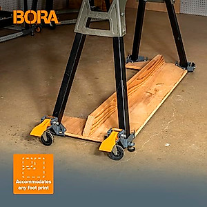 Bora Portamate Mobile Base Kit PM-1100 - Heavy Duty, Universal, Customizable, Adjustable Rolling Set, Dolly Roller Frame and Casters for Moving Equipment, Tools, Machines - 400 lb Capacity