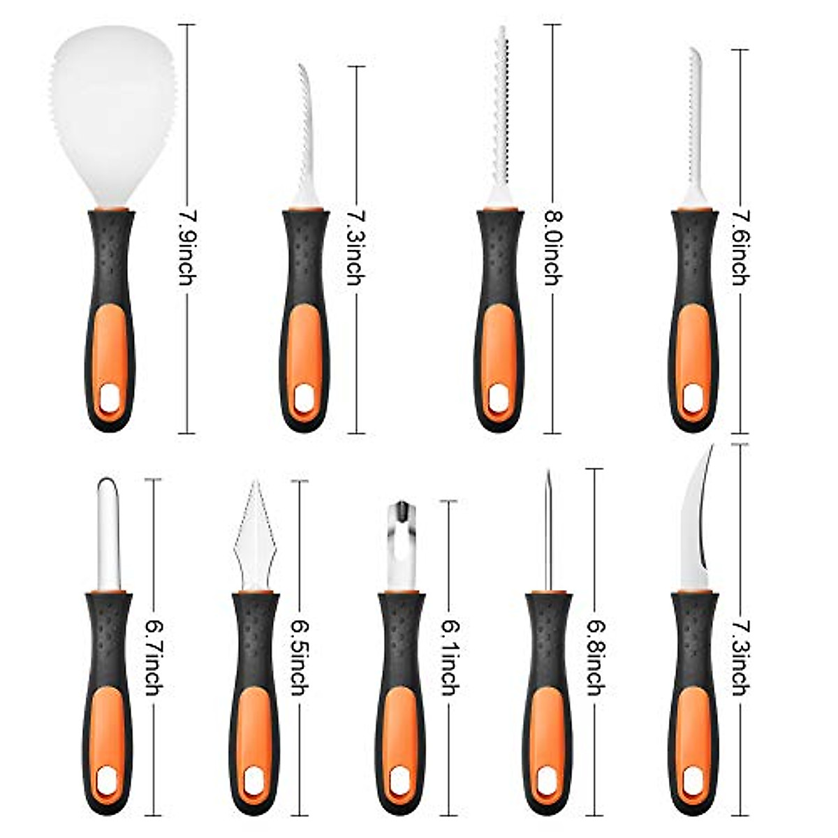 GoStock Pumpkin Carving Kit, Upgrade Soft Grip Rubber Handle 9 Pieces Pumpkin Carving Tools Set Heavy Duty Stainless Steel Masters Carving Kit with Zipper Bag for Halloween Jack-O-Lanterns