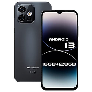 Ulefone Note 16 Pro | 2023 | Unlocked Cell Phone, Android 13, Octa-core 16GB + 128GB, 6.52" Screen Phones Unlocked, 50MP Dual Camera, 4400mAh Battery, Dual 4G, Fingerprint Unlock, OTG, Black
