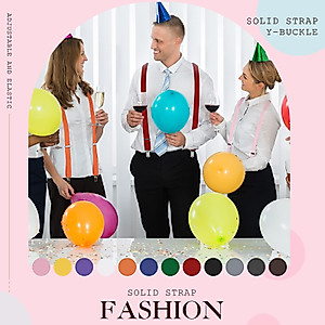 Eurzom 12 Pcs Adjustable Elastic Y Back Style Suspenders with Metal Clips 1 Inch Wide Y Shape Suspenders for Men and Women, 12 Colors