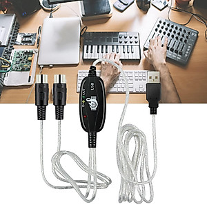 WskLinft Converter Cable High Performance Professional USB in-Out MIDI Interface Cable Converter to PC Music Keyboard Adapter Cord for Desktop