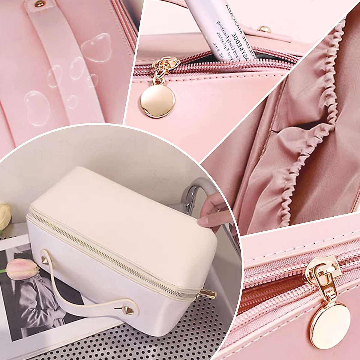 Ovenot Travel Cosmetic Bag - Multifunctional Makeup Bag for Easy Access, Waterproof, Large-capacity, with Handle and Divider