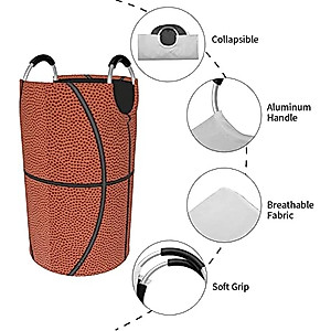 Dujiea 82L X-Large Laundry Basket Bag Tall, 85L Basketball Collapsible Laundry Hampers with Aluminium Handles Big Clothes Basket Kids Laundry Bin Round Storage Basket for Dorm Room
