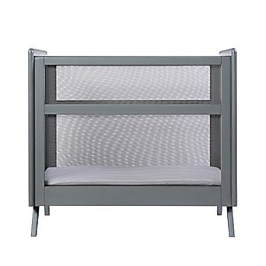 BreathableBaby Breathable Mesh 2-in-1 Mini Crib with Mattress — Gray — Two Adjustable Mattress Heights — Greenguard Gold Certified