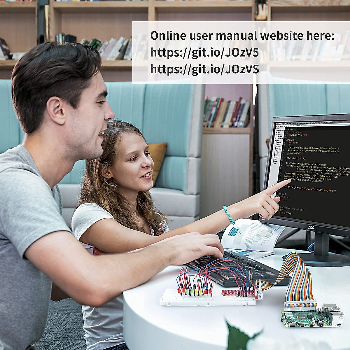 SunFounder Raspberry Pi Display 13.3 Inch IPS Portable HDMI Monitor with Raspberry Pi 4 Model B Starter Kit for Raspberry Pi Beginner