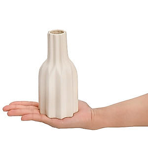 Elsjoy Set of 3 Ceramic Vase, Decorative Stoneware Flower Vase Modern Geometric Vase, Small Terracotta Bud Vase for Home Decor, Living Room, Table Centerpieces