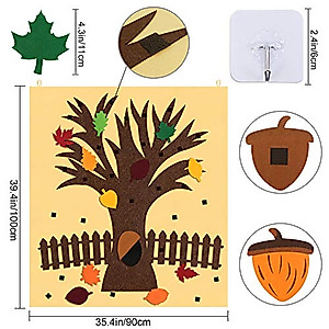 Fall Tree of Thanks Craft Kit - DIY Felt Fall Tree Board with Fence and 40 PCS Detachable Autumn Leaf Pine Cones Squirrel Ornaments for Kids Gifts Classroom Craft Thanksgiving Activity