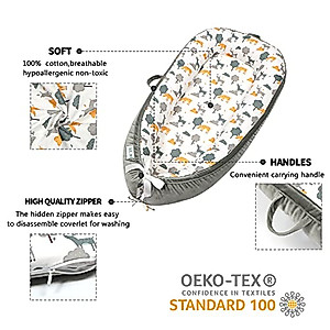 DHZJM Baby Lounger Cover,Newborn Lounger Cover for Boys , Baby Nest Cover ,Snugly Fit Infant Lounger for Baby, Infant Removable Slipcover100% Cotton Breathable Sleeping Bed Cover for Newborn (Animal)