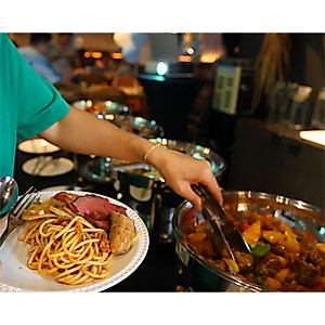 Amhier 5 Qt Chafing Dish Buffet Set with Visible Glass Lid and Holder, Stainless Steel Round Chafers and Buffet Warmers Sets with Food and Water Trays for Catering, Parties and Weddings, Gold, 4 Pack