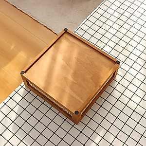 YAHUAN Woven Wooden Basket Wood Storage Crate Box, Decorative Rustic Basket Bamboo Basket with Built-In Handles for Kitchen Pantry, Cabinet, Office, Bedroom, Rustic Country Decor (Brown)