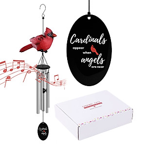 YOUNTASY Cardinal Gifts, Cardinal Wind Chimes, Cardinal Memorial Gifts for Loss of Loved One, Sympathy Gift Ideas for Bereavement, Condolence, Remembrance, Red Cardinal Figurine Decor, 26" Small Size