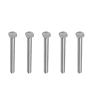 Bettomshin 5Pcs M10 x 100mm Hex Bolts, 304 Stainless Steel 1.5mm Thread Pitch Fully Threaded Metric Hex Head Screw Bolts, Hexagon Screw Bolt, Hex Tap Bolts, Silver (Overall Size 106.56x17x17mm)