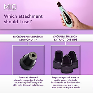 Spa Sciences MIO Diamond Microdermabrasion Blackhead Remover, Pore Suction Tool–Rechargeable-Dermatologist Recommended Skin Resurfacing System for Anti-Aging-Exfoliator for Acne Scars/Wrinkles (Mint)