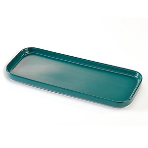 Ceramic Bathroom Tray,Kitchen Sink Organizer Tray,Cosmetics Holder (Blackish Green)