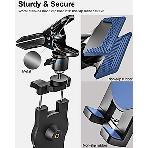 woleyi Sun Visor Car Tablet Holder, Visor Clip Tablet Mount for Car, 360° Rotation Universal Steering Wheel Tablet Clamp with 1/4'' Screw for iPad Pro Air Mini, Phone, Switch, 4.7-13" Devices/Camera