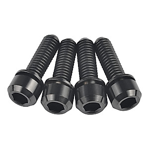 Wanyifa Titanium M6 16 18 20 35mm Allen Hex Bolts with Washers Screw for Bicycle Crank Brakes Pack of 4 (M6X20mm, Black)
