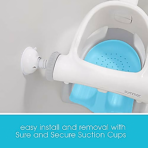 Summer Infant My Bath Seat Soft Support (Aqua ) – Contoured Bath Seat for Children Transitioning to the Adult Bathtub – Features Drain Holes, Sure & Secure Suction Cups, and Spacious Open-Side Design