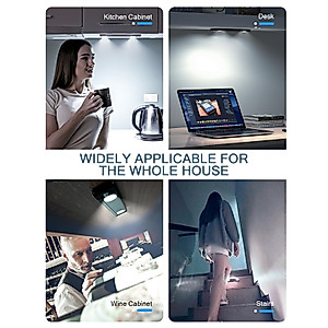 Under Cabinet Lights, Wireless Motion Sensor Light Indoor, Black 10in LED White Lighting Rechargeable Battery Operated,4 Modes Night Light, Stick-On Magnetic Closet Lights for Kitchen, Hallway(2 Pack)