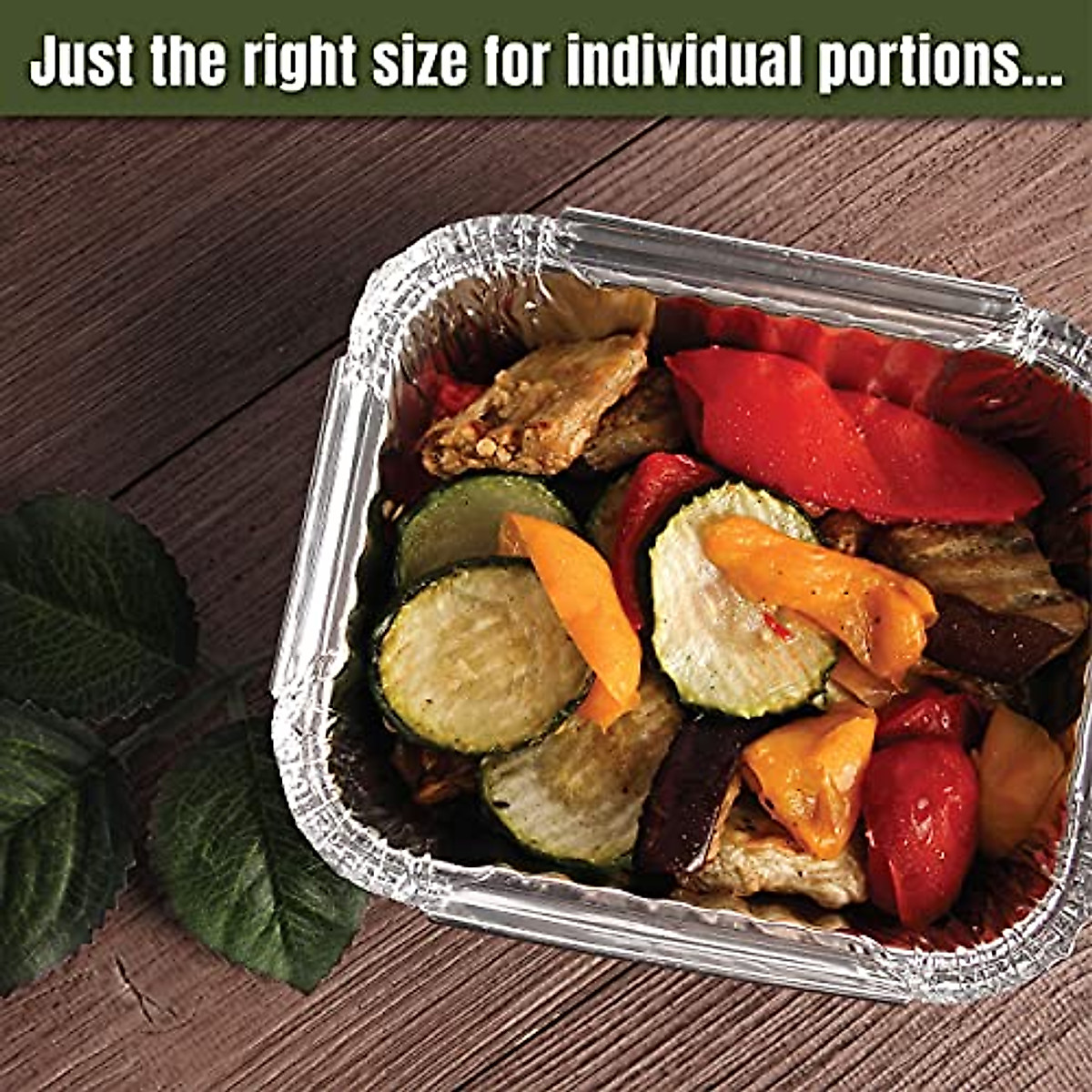 PARTY BARGAINS 1 Lb. Small Aluminum Pan with Lids - 100 Pack Set with Plastic Dome Lids, 5.5" x 4.5" Disposable Take-Out Pans for Meal Prep, Pies, Cakes, Meats (Max 240°C)