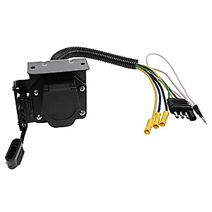 Oyviny 4-Way Flat to 7-Way Round Blade and 4 Way Trailer Wiring Harness Adapter Vehicle-Side 4 Pin to Trailer-Side 7 Pin and 4 Pin Dual-Output Connector with Mounting Bracket for Truck RV(Black)