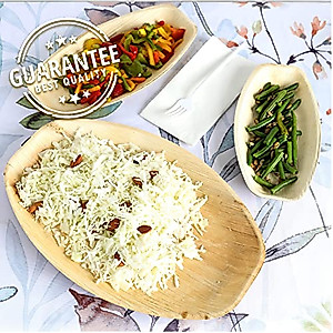 brheez Disposable Bamboo Look - Pack of 6 Oval Serving Platters - 15"x10" Made From All Natural Sturdy Biodegradable and Compostable Palm Leaf - Serving Boats, Serving Trays