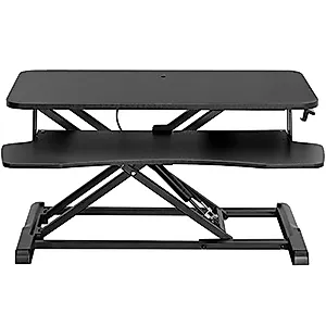 VIVO 32 inch Desk Converter, Height Adjustable Riser, Sit to Stand Dual Monitor and Laptop Workstation with Wide Keyboard Tray, Black, DESK-V000K, 32"