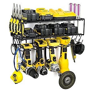Power Tool Organizer, Multifunction Metal Floating Tool Wire Shelf Wall Mount, Garage Tool Storage Holder, Pegboard Cordless Tool Hanger, Electric Drill Rack for Part, Plier, Battery, Box, Screwdriver