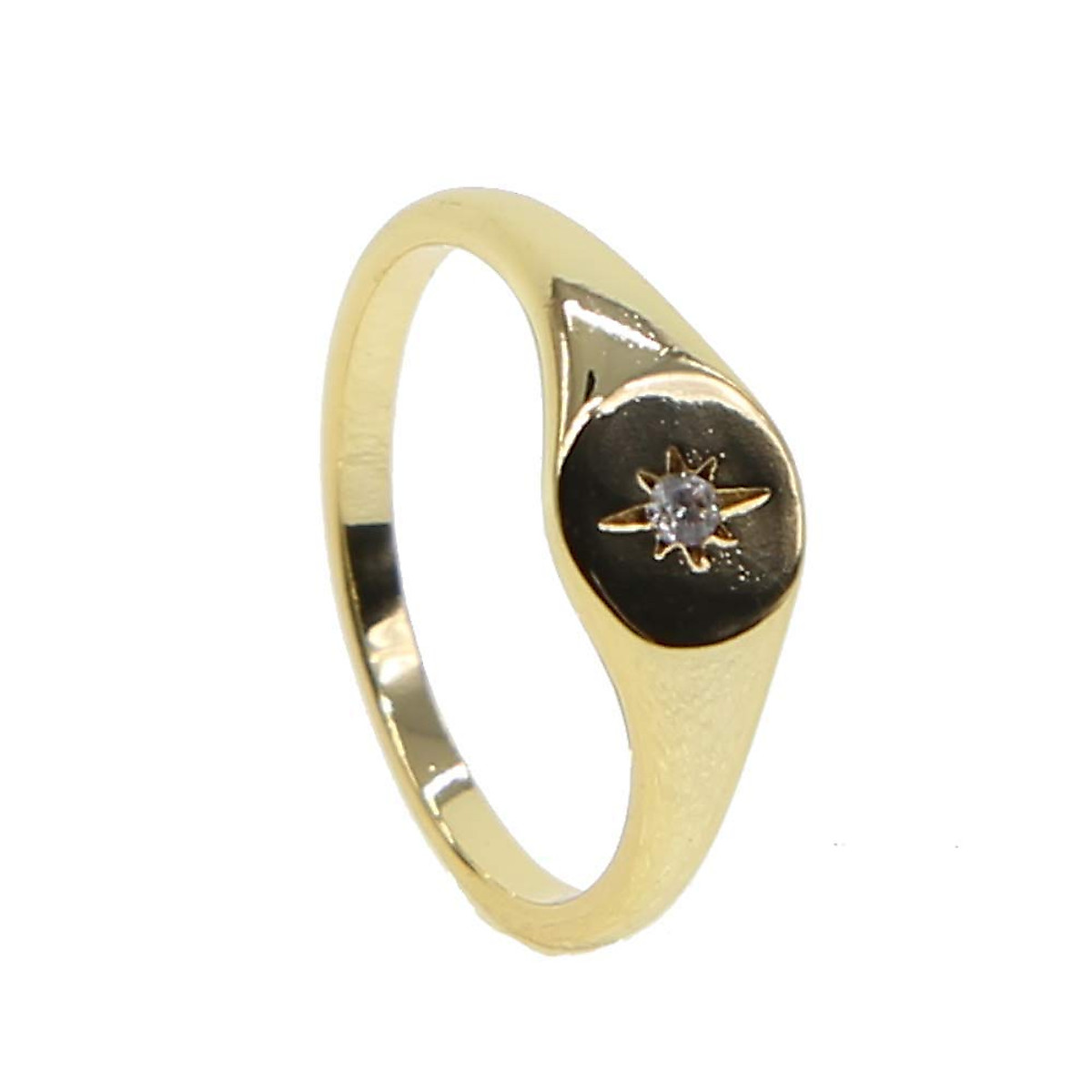 ATJMLADYJEWELRY Simple jewelry Gold plated women finger jewelry star starburst signet ring (7)